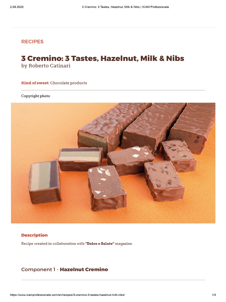 Hazelnut Cremino Recipe with Nibs | PDF | Chocolate | Types Of Chocolate