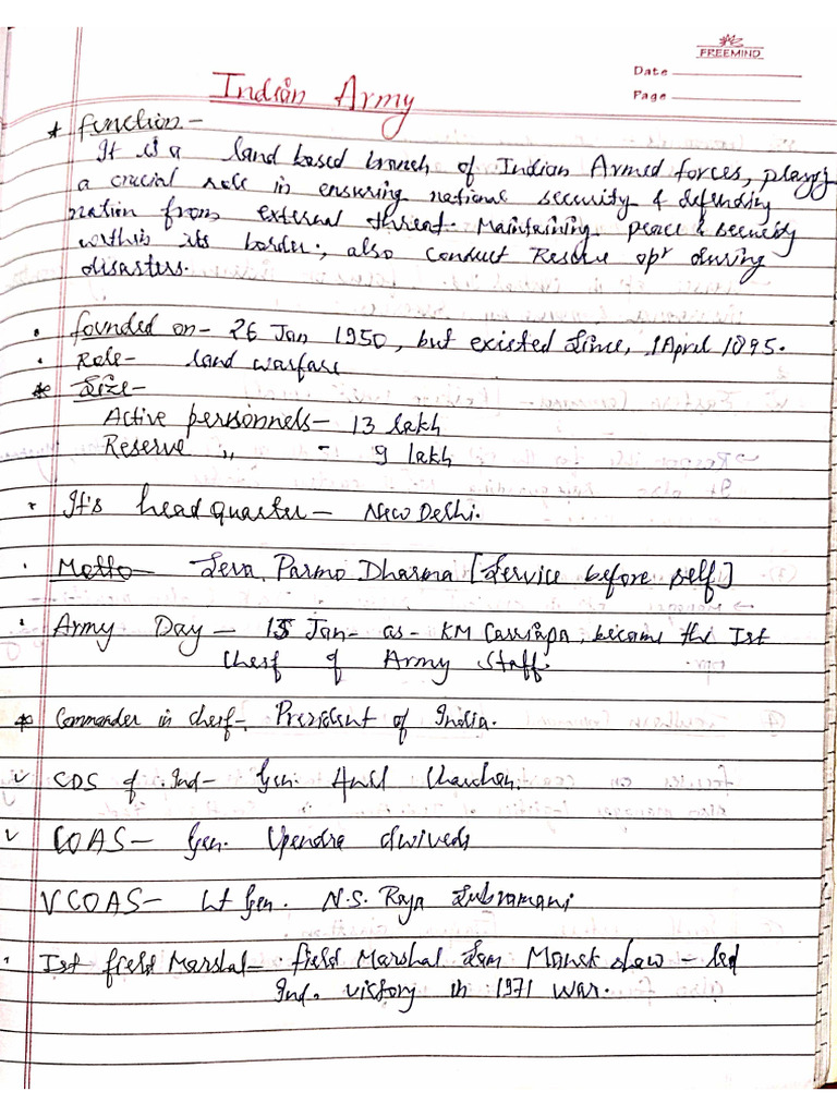 Hand Written - About Army | PDF