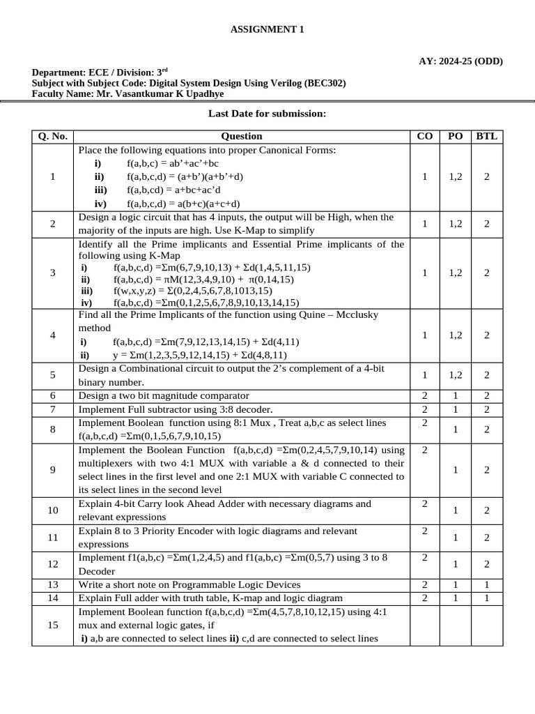 Assignment No.1 DSDV BEC302 | PDF | Electronic Design | Electronic Engineering