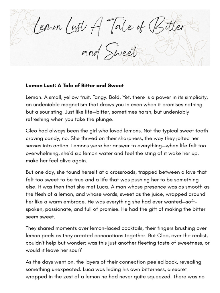 Lemon Lust: A Tale of Bitter and Sweet | PDF