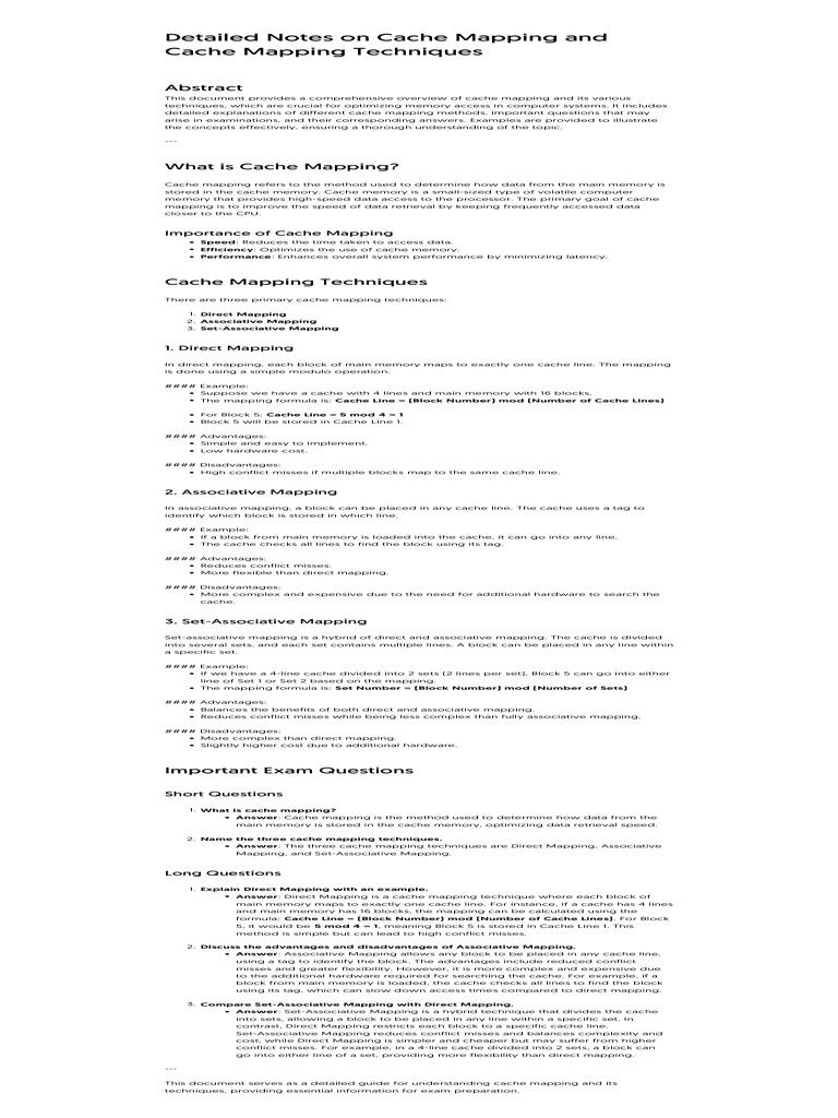 Cache Mapping for CS Students | PDF | Cpu Cache | Cache (Computing)