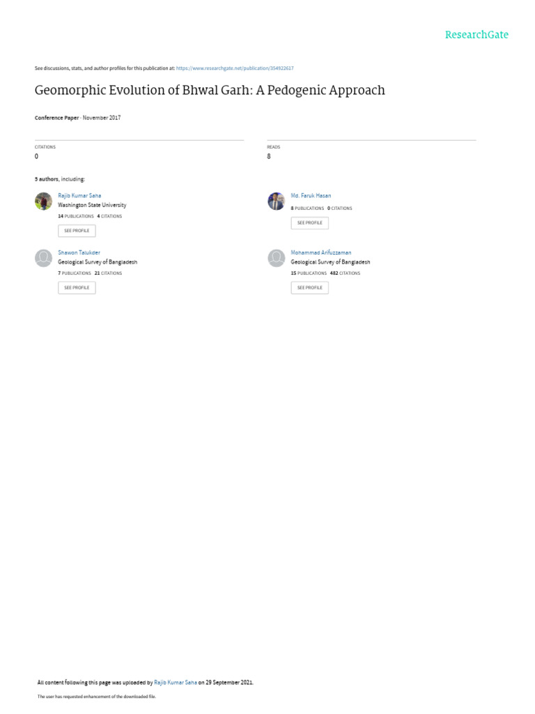 Geomorphic Evolution of Bhawal Garh: A Pedogenic Approach | PDF ...