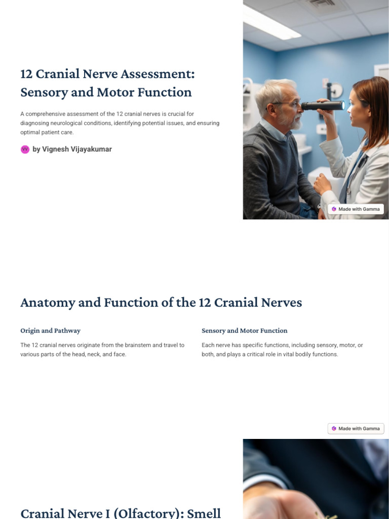 12 Cranial Nerve Assessment Sensory and Motor Function | PDF | Taste ...