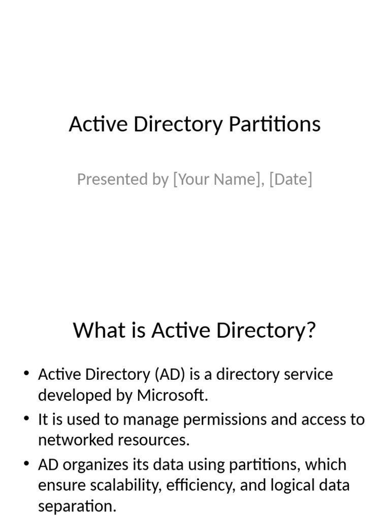 Active Directory Partitions Presentation (1) | PDF | Active Directory | Computing