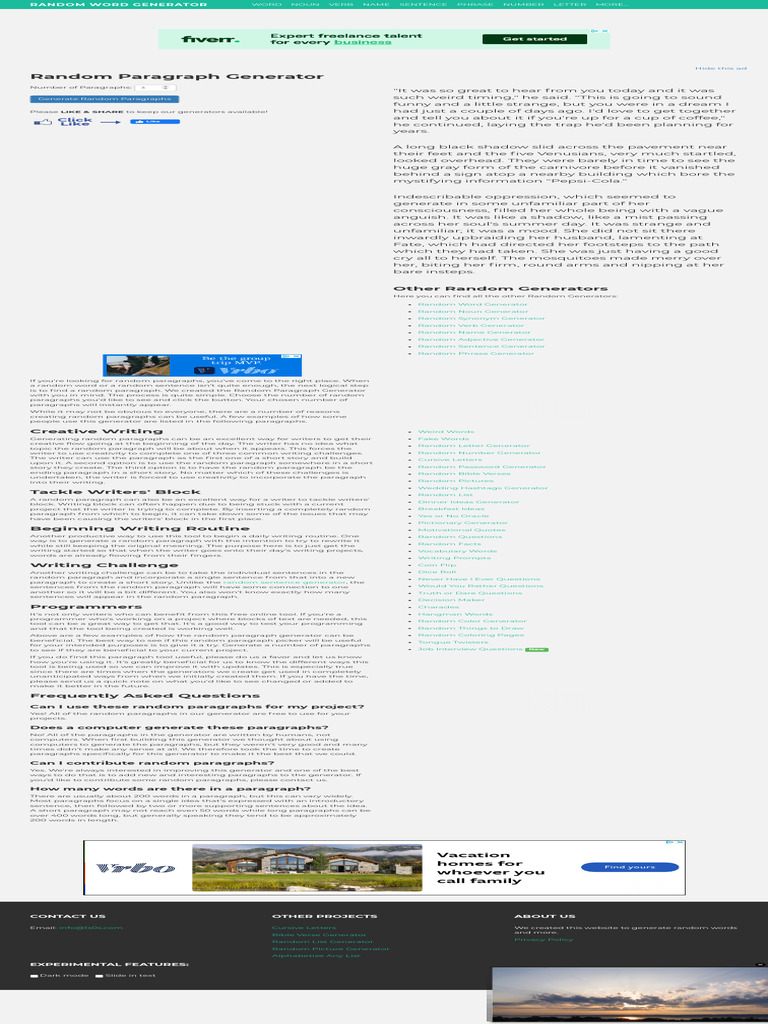 Random Paragraph Generator 5— 1000's of random paragraphs | PDF ...