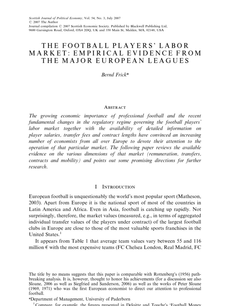 European Football Labor Market Analysis | PDF | Labour Economics | Salary