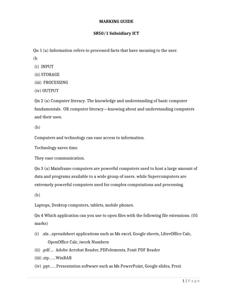 Senior Six Paper 1 New Vision v14 Marking Guide | PDF | Computer Network | Operating System