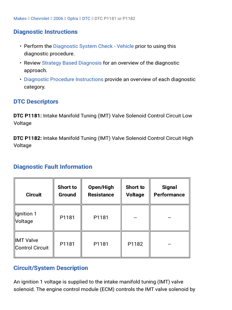 DTC P1181 or P1182. Chevrolet Optra 2006 | PDF | Electrical Connector | Electrical Engineering