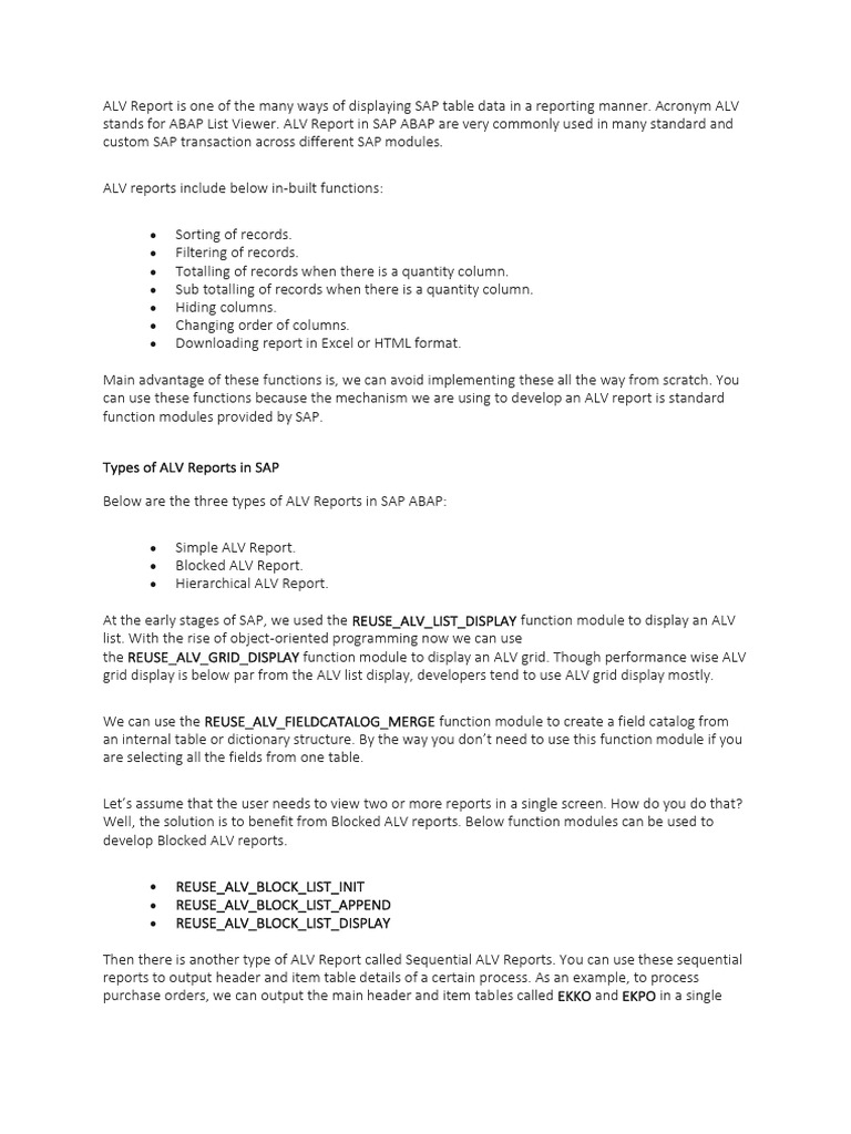 Alv Report In Sap Abap 1722572128 Pdf Programming Paradigms Computer Programming