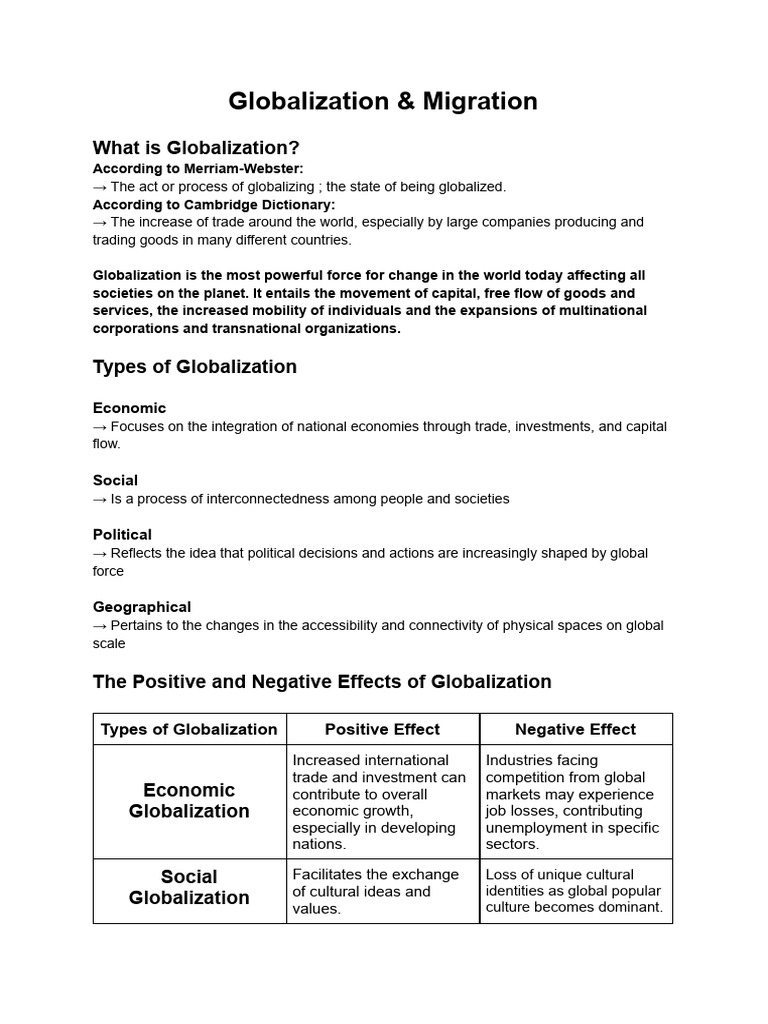 Globalization & Migration | PDF | Human Migration | Globalization