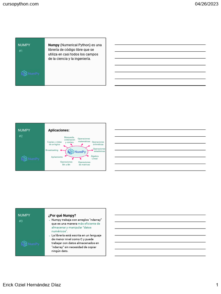 SECCIÓN 07 - LIBRERÍA NUMPY | PDF | Programación de computadoras | Datos de computadora