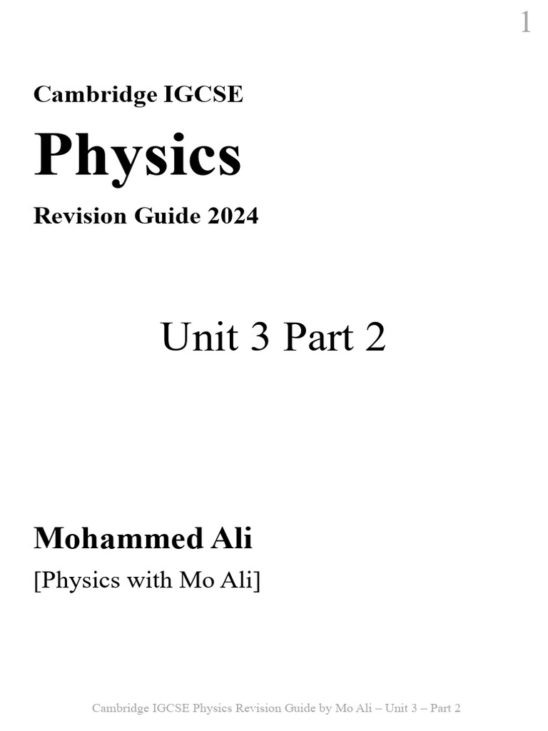 Unit 3 Part 2 Revision Physics With Mo Ali 2024 | PDF | Refraction | Reflection (Physics)