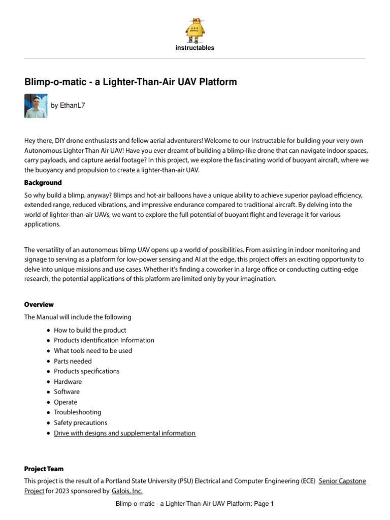 DIY Lighter-Than-Air Drone Guide | PDF | Unmanned Aerial Vehicle ...