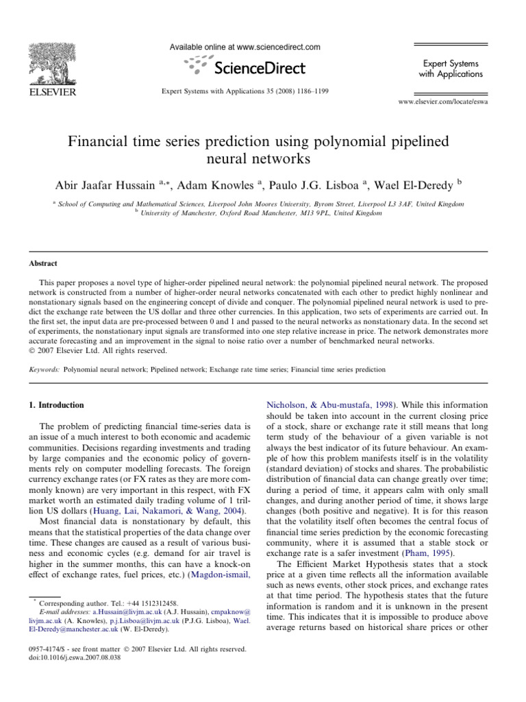Financial Time Series Prediction Using Polynomial Pipelined Neural Networks | PDF | Artificial ...