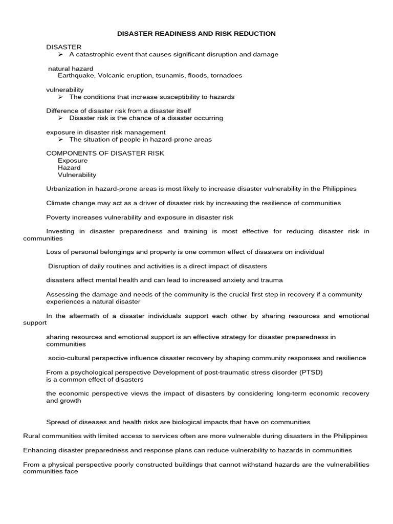 DRRR-Hand-out | PDF | Natural Disasters | Hazards