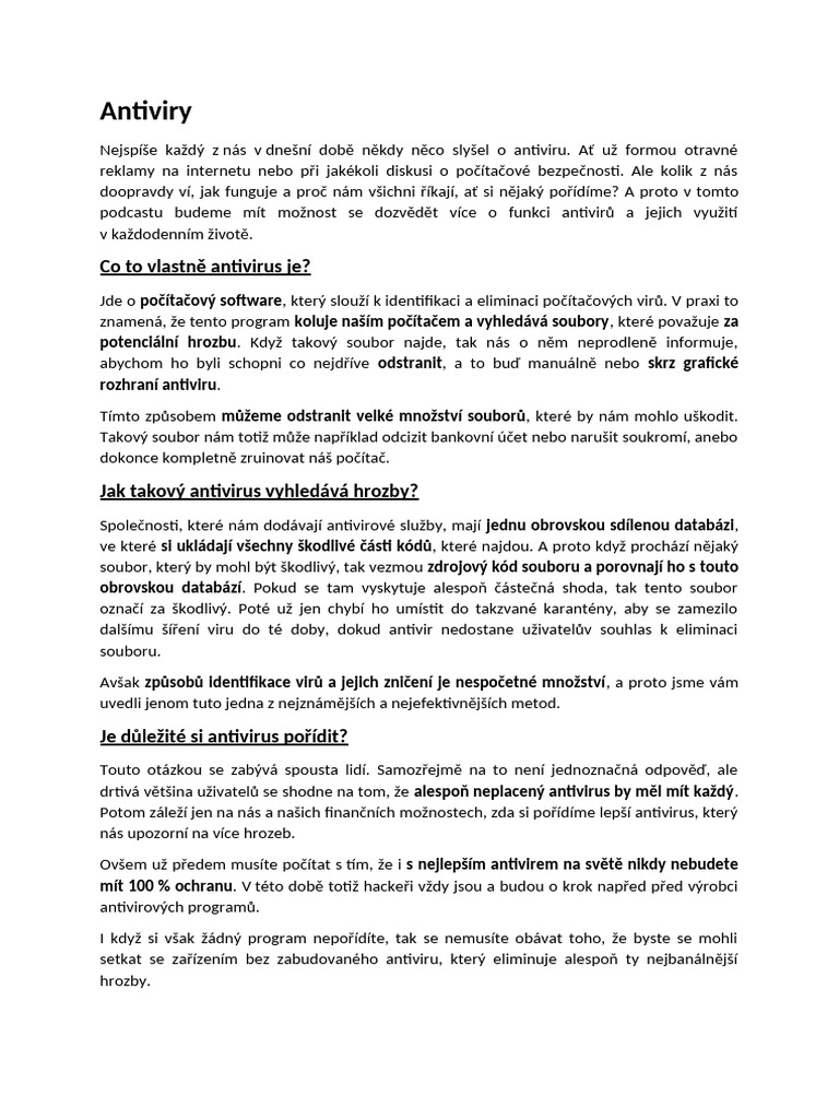 Informatika - Antivirus | PDF