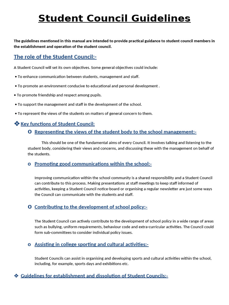 Student Council Operational Guidelines | PDF | Government