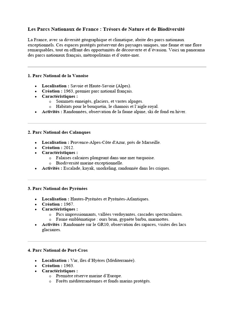 Les Parcs Nationaux de France | PDF