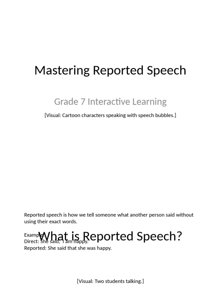 Full Reported Speech Grade7 | PDF | Linguistics | Grammar