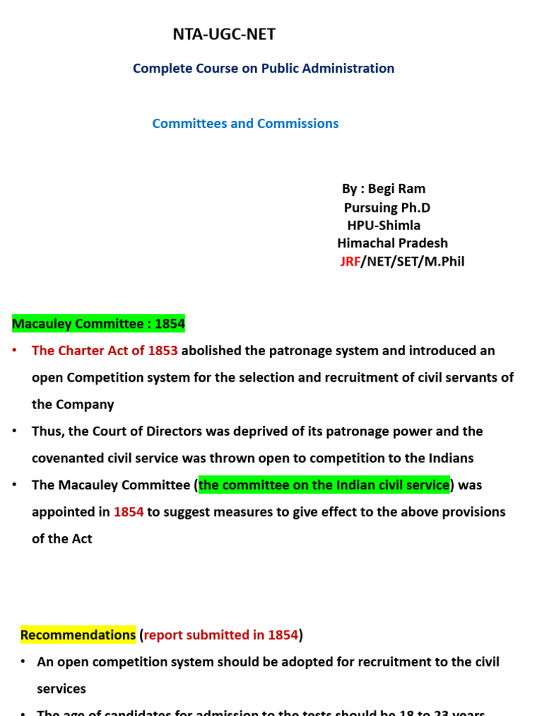 Lecture-2 Committees and Commissions | PDF | Civil Service | Governance