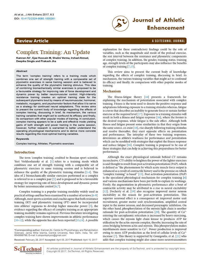 REVIEW - Complex Training - An Update | PDF | Strength Training ...
