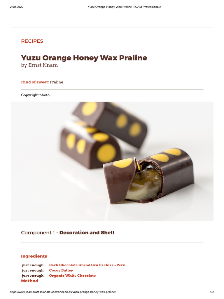 Yuzu Orange Honey Wax Praline _ ICAM Professionale | PDF