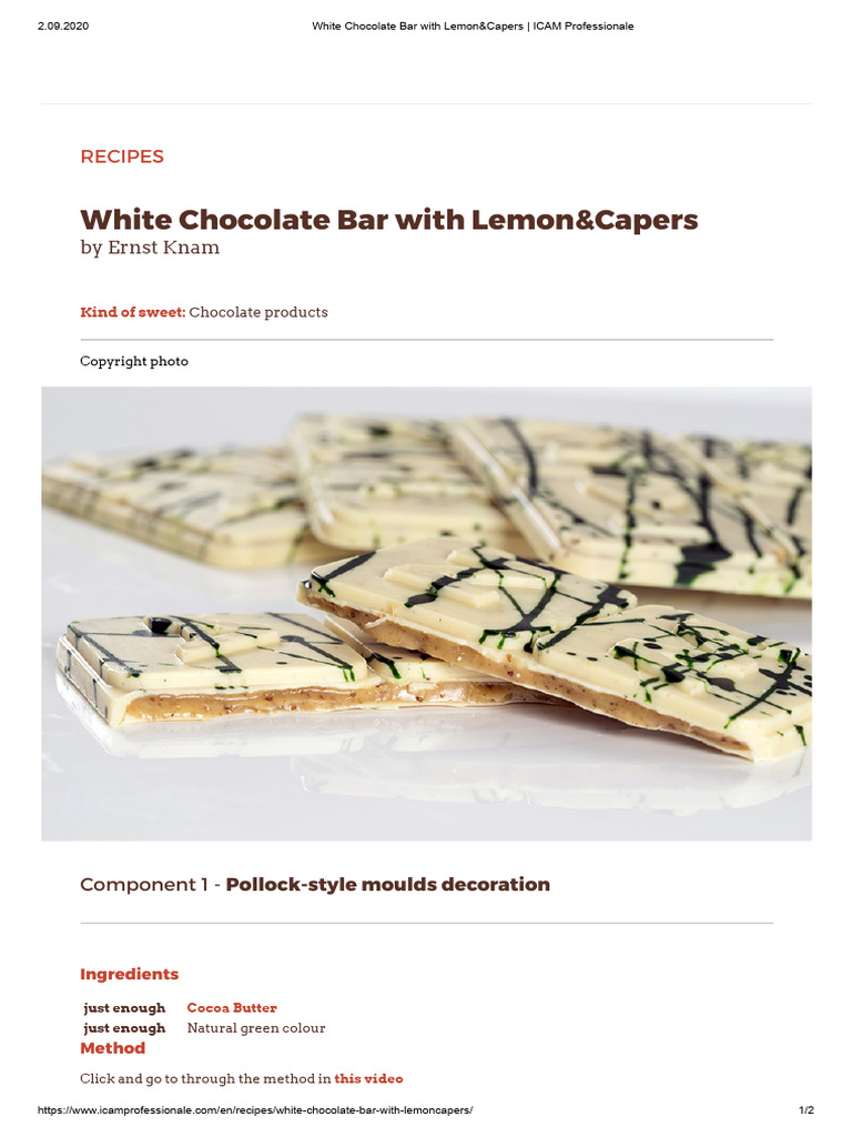 White Chocolate Bar With Lemon&Capers - ICAM Professionale | PDF