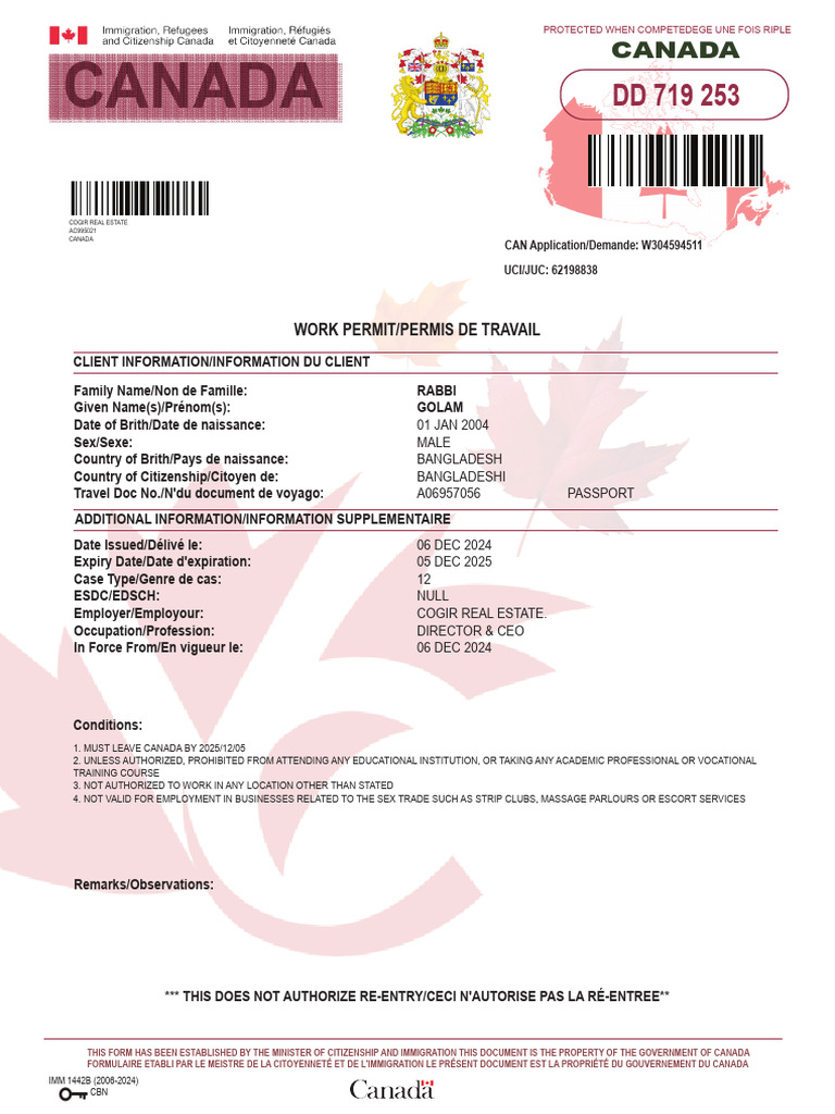 Canada Work Permit Details for 2025 | PDF | Human Migration | Immigration
