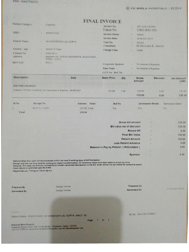 Ck Birla bills_1 | PDF