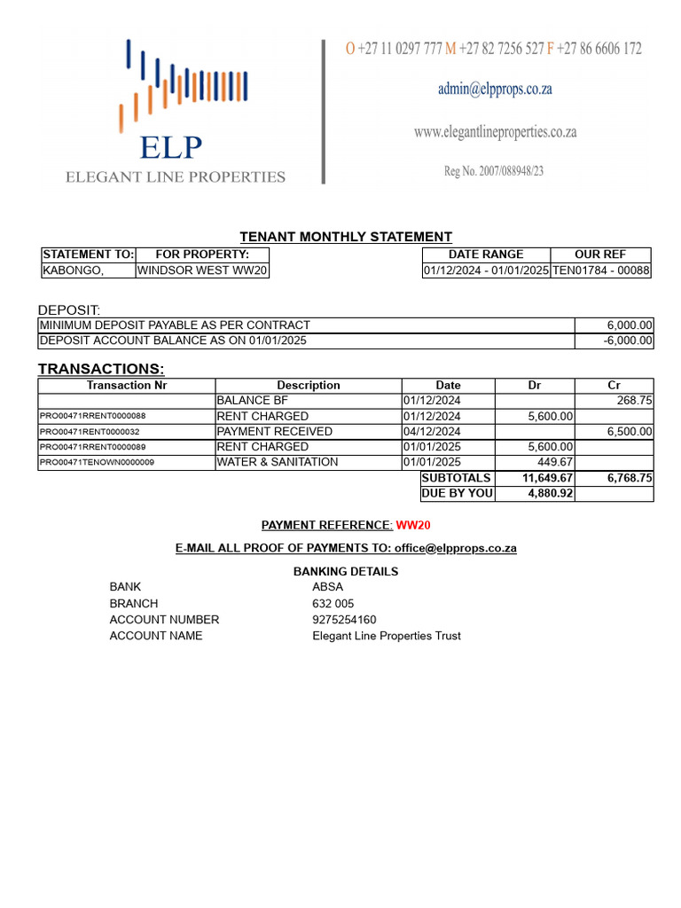 Tenant Statement | PDF
