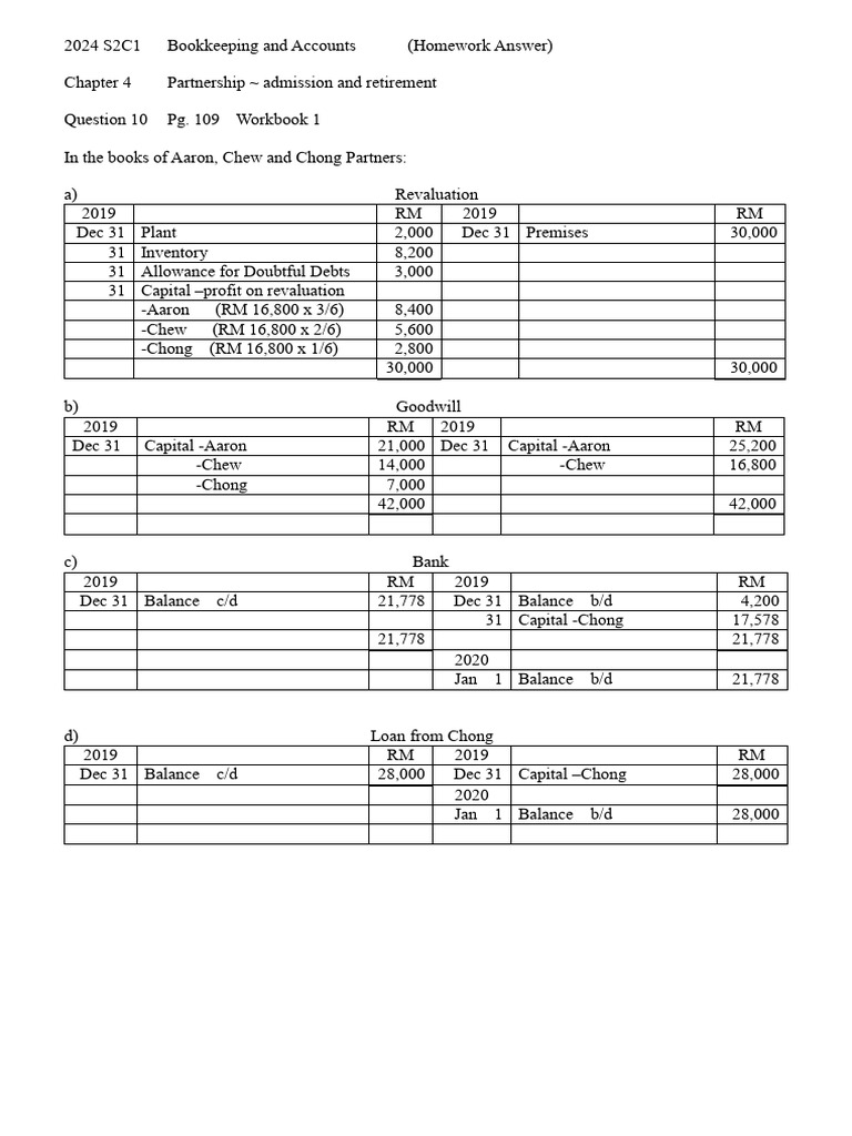 CHP 4 Partnership Admit & Retire Q10 PG 109 WB1 | PDF | Financial Services | Investing