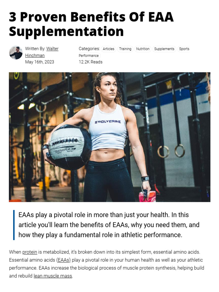 EAA Supplement Benefits Explained | PDF | Muscle Hypertrophy | Amino Acid