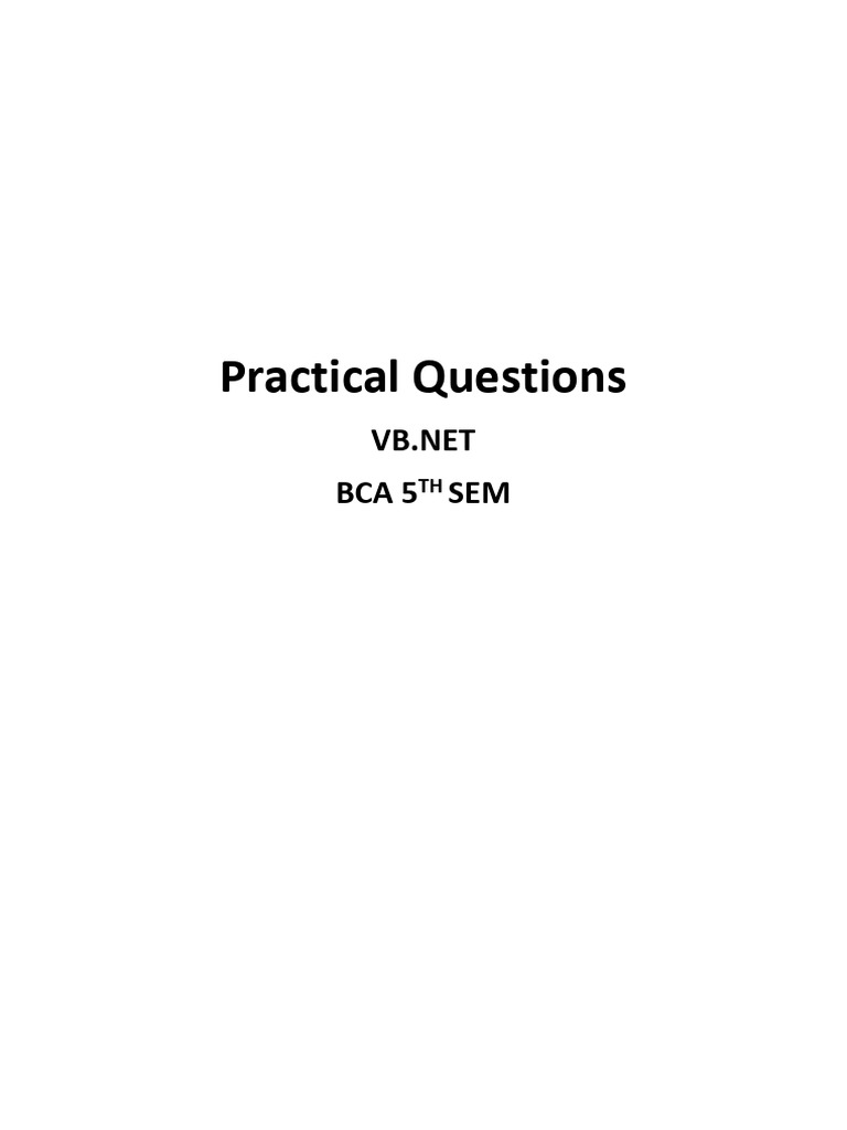 VB.NET Programming Exercises for BCA 5th Sem | PDF | Computer Programming