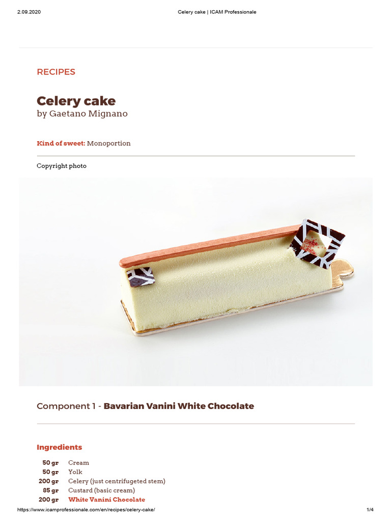 Celery Cake - ICAM Professionale | PDF | Custard | Cakes