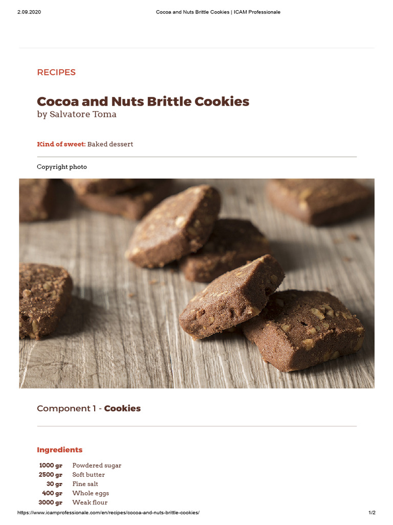 Cocoa and Nuts Brittle Cookies - ICAM Professionale | PDF