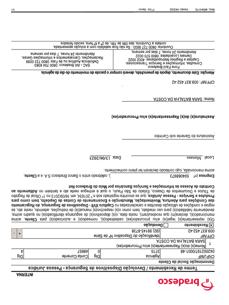 Formulário token recebimento | PDF