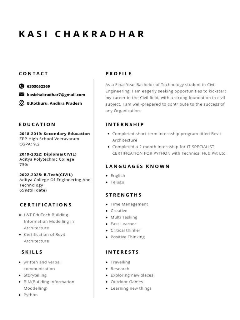 Civil Engineering Student Profile | PDF