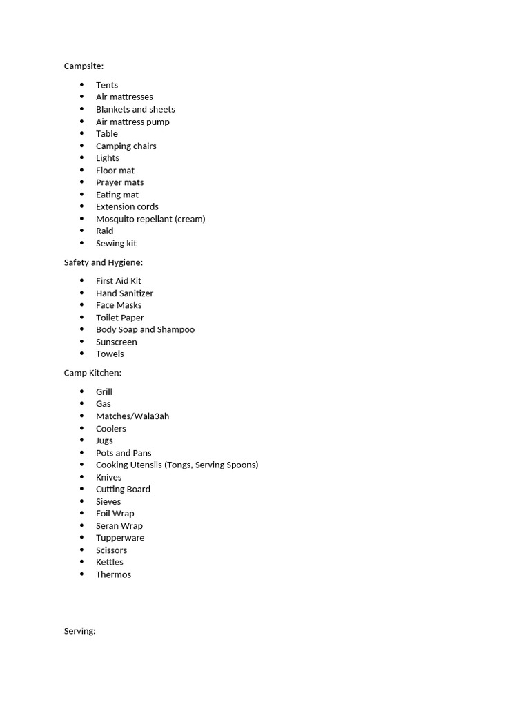 Camp Master List | PDF