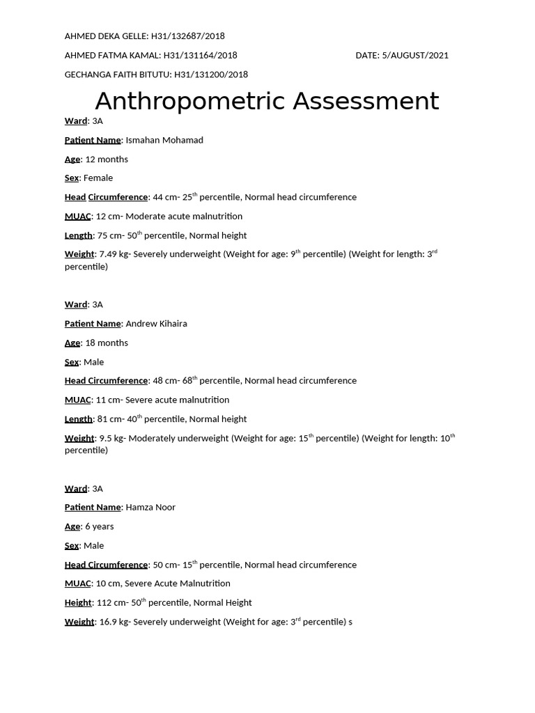 Anthropometric Assessment | PDF