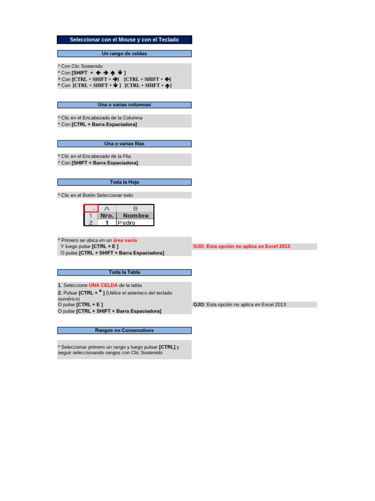 Seleccionar Celdas | PDF