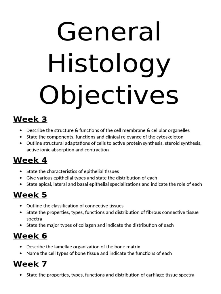 General Histology Objective | PDF
