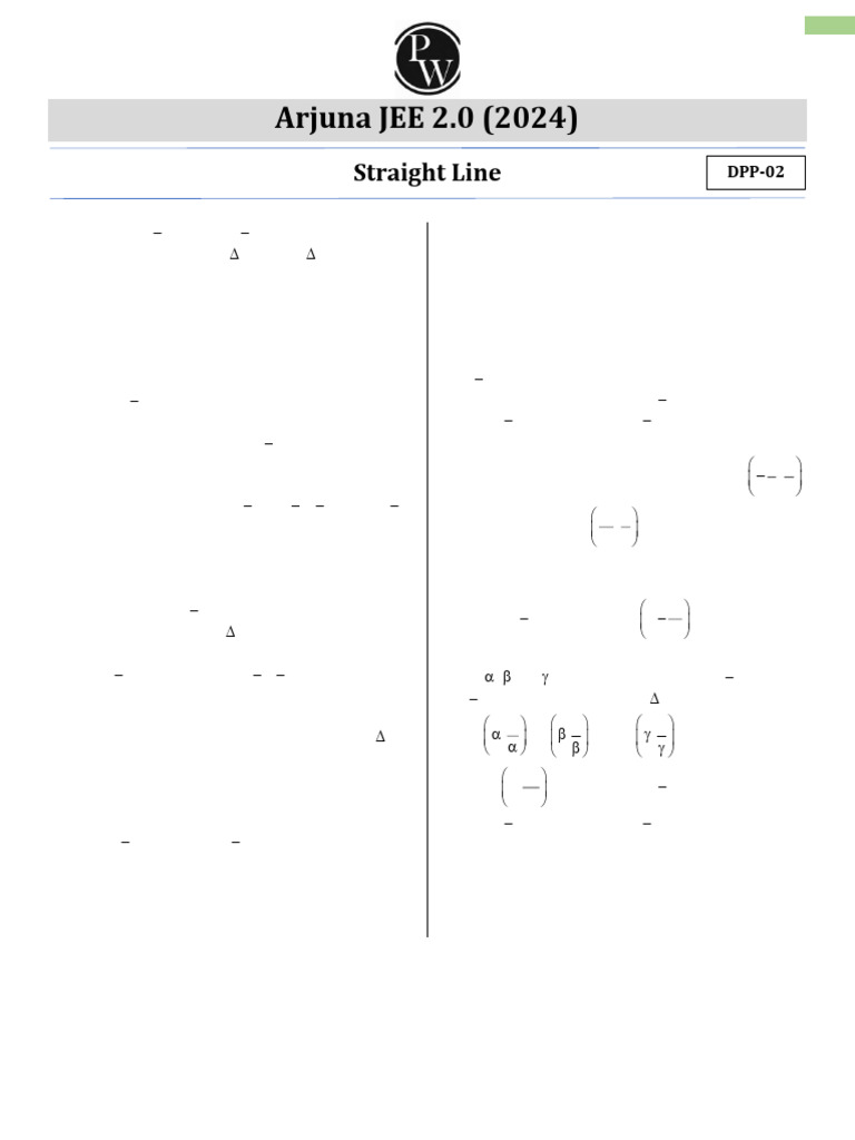 Straight Lines - DPP 02 (Of Lec 03) - Arjuna JEE 2.0 2024 | PDF | Triangle | Triangle Geometry