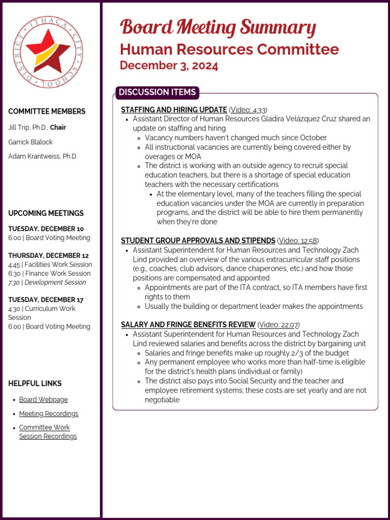 HR_Committee_2024_12_03 | PDF | Teachers | Salary