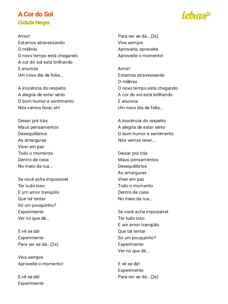 A Cor do Sol e o Amor no Milênio | PDF