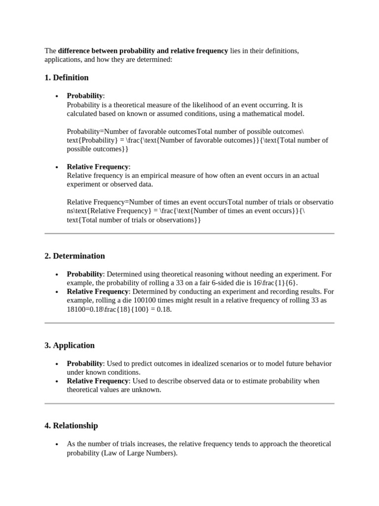 Relative Frequency Vs Probability | PDF