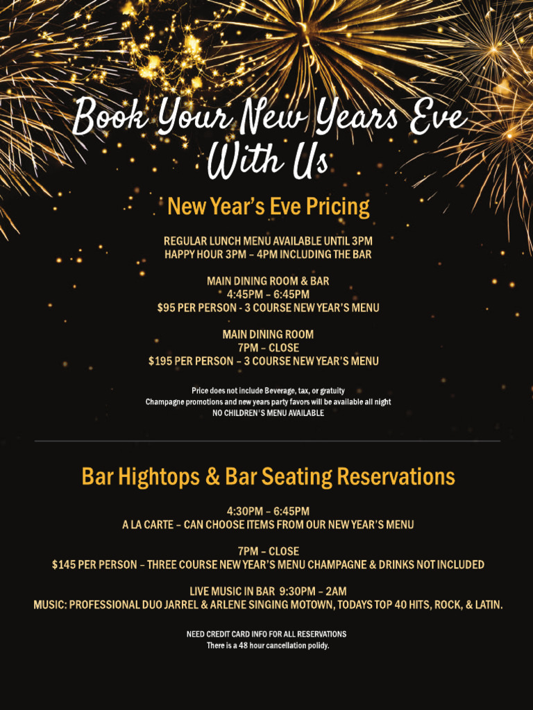 NYE-Menu-25 | PDF | Cooking | European Cuisine