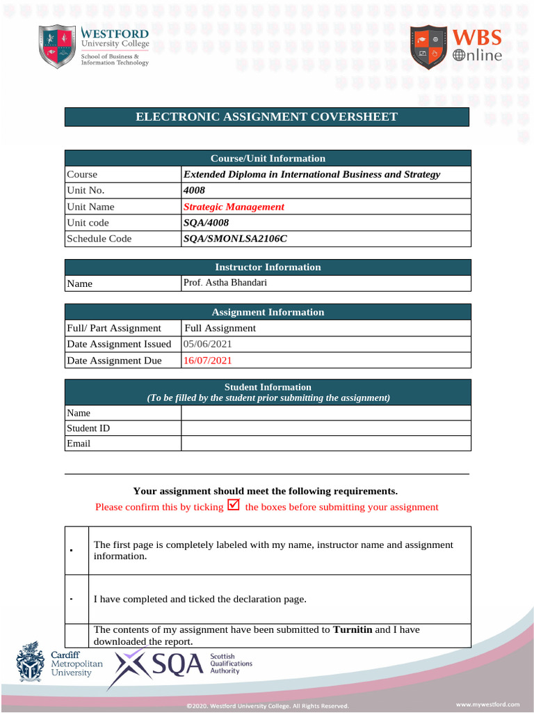 SQA SM Assignment Brief + Info | PDF | Strategic Management | Analysis