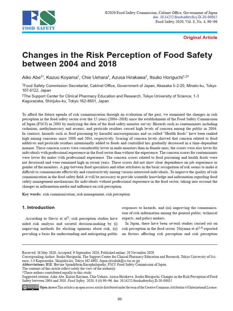 Changes in the Risk Perception of Food Safety | PDF | Pesticide ...
