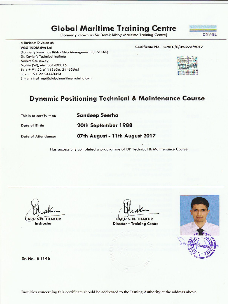 DP MAINTENANCE CERTIFICATE | PDF