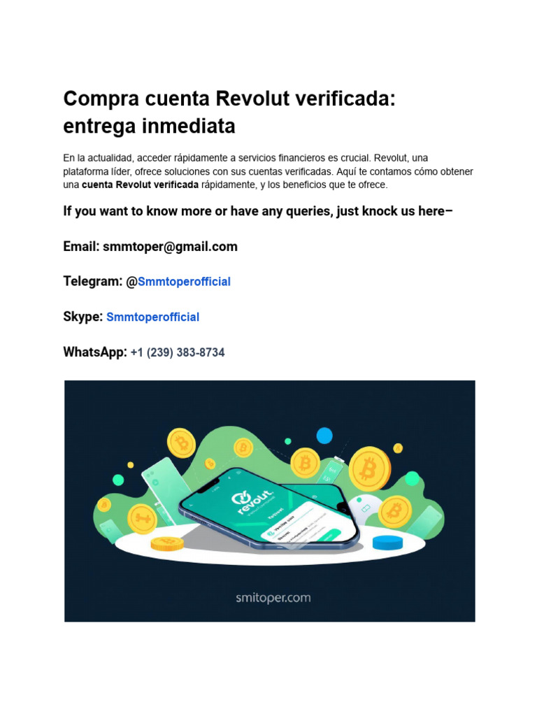 Compra Rápida de Cuenta Revolut Verificada | PDF | Tarjeta de débito ...